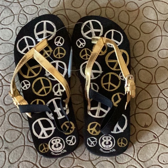Shoes | Nwt Gold And Silver Peace Sign Children Flip Flops | Poshmark